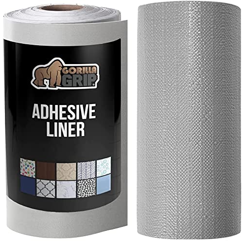 Gorilla Grip Stick Adhesive Removable Liner and Smooth Drawer Liner, Adhesive Liner Size 11.8x20, Contact Liner for Book Covers, Smooth Liner Size 17.5x20, Non Adhesive, Both in Gray, 2 Item Bundle