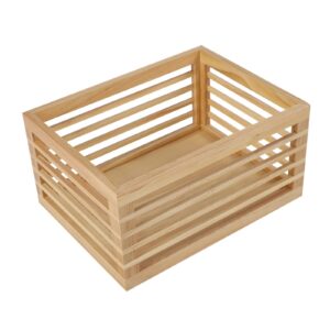 tool1shooo bamboo storage organizer bin for kitchen pantry bathroom slotted cabinet shelf 6 pack natural bamboo storage organizer bin for kitchen, pantry, bathroom