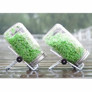 2 pack foldable stainless steel sprouting stands for mason jar pot lid drain tablet rack with non-slip scaffolds