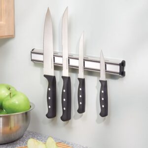 iDesign Wall Mount Magnetic Knife Holder Strip for Kitchen Utensil Storage - Stainless Steel, 14"