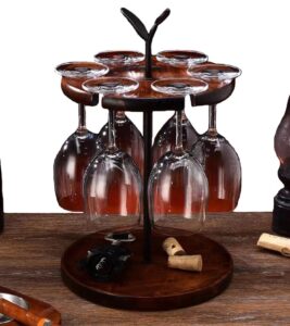 inmtie 6-hook metal wine glass holder countertop stemware rack tabletop stemware storage rack weighted base display stand