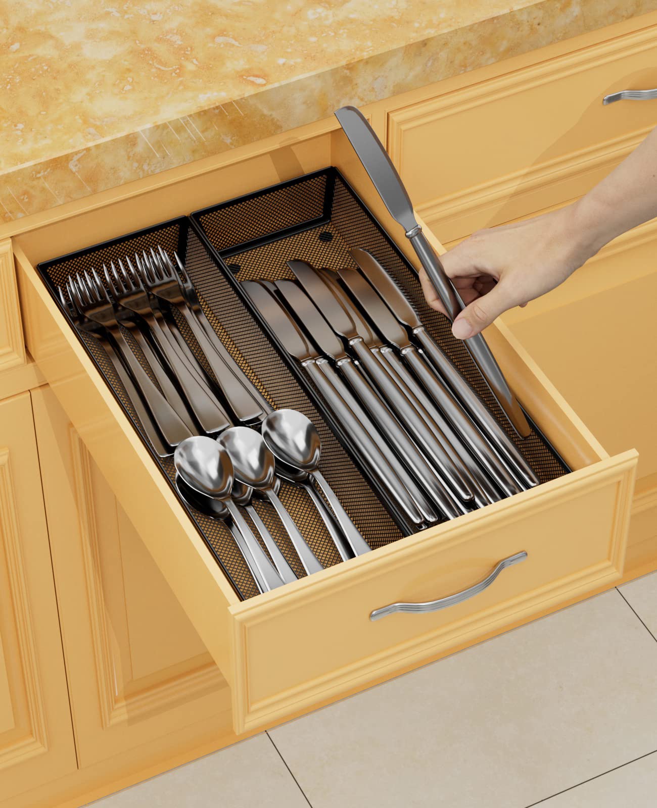 JANE EYRE kitchen drawer organizer - silverware utensil organizer for kitchen drawer,silverware tray in drawer