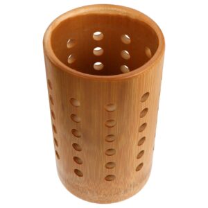 hemoton cooking utensil holder kitchen utensil holder caddy bamboo kitchen tool holder chopsticks storage barrel spoon fork holder cutlery tableware storage container organizer wood utensil holder