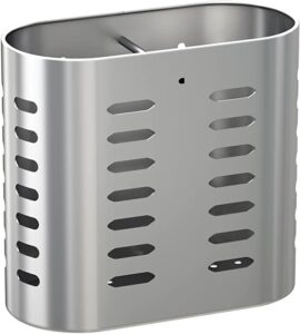 jagurds stainless steel kitchen utensil holder for countertop - spoon and fork holder silverware caddy - hanging utensil holder (1 pc - stainless steel mirror finish)