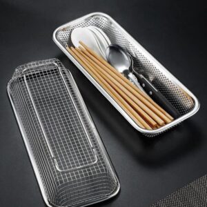 Luxshiny Dishwasher Silverware Cutlery Basket, Flatware Drying Rack Countertop Utensil Holder Stainless Steel Mesh Silverware Strainer