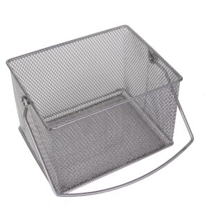 ybm home rectangle mesh silver condiment caddy, kitchen supply, utensil, silverware organizer cutlery holder flatware storage napkin holder carrier (1)