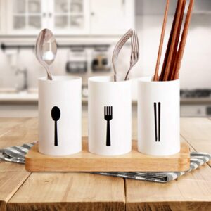 Kichvoe Cutlery Holder Drain Chopsticks Holder With Base Tool Holder White Pp Plastic Silverware Holders