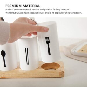 Kichvoe Cutlery Holder Drain Chopsticks Holder With Base Tool Holder White Pp Plastic Silverware Holders