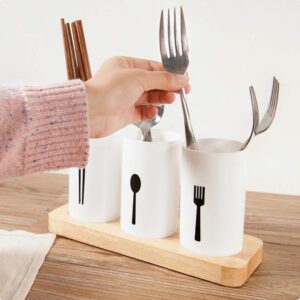 Kichvoe Cutlery Holder Drain Chopsticks Holder With Base Tool Holder White Pp Plastic Silverware Holders