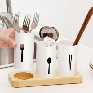 Kichvoe Cutlery Holder Drain Chopsticks Holder With Base Tool Holder White Pp Plastic Silverware Holders