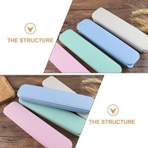 SOLUSTRE Cutlery Sets 4pcs Travel Tableware Storage Boxes Portable Flatware Box Utensils Cutlery Case Fork Spoon Chopsticks Utensils Holder for Camping Picnic Travel Utensils