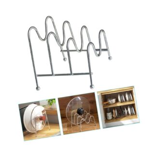 STOBAZA Dish Drainer Rack Tabletop Organizer Three Layer Pot Lid Rack Desktop Iron Wire Cutting Board Rack Mug Stand Household Pan Cover Rack