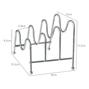 STOBAZA Dish Drainer Rack Tabletop Organizer Three Layer Pot Lid Rack Desktop Iron Wire Cutting Board Rack Mug Stand Household Pan Cover Rack