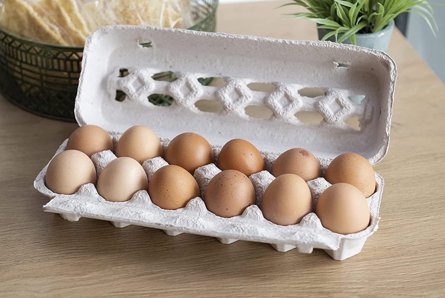 CROKI Blank Egg Cartons - 110 Count - 12 Egg Capacity, Unprinted, Strong Biodegradable Pulp Fiber, Perfect for Storing up to 12 Small to Medium Chicken Eggs