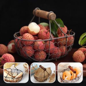 Cabilock Metal Wire Egg Basket Eggs Wire Storage egg wire basket wire fruit basket wire storage basket Basket with Handle Chicken Wire Basket