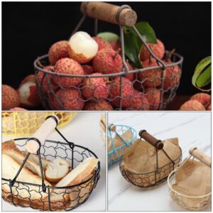 Cabilock Metal Wire Egg Basket Eggs Wire Storage egg wire basket wire fruit basket wire storage basket Basket with Handle Chicken Wire Basket