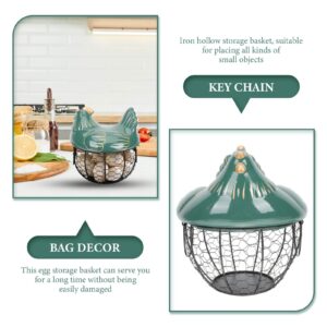 Cabilock Chicken Wire Egg Baskets Kitchen Storage Metal Wire Egg Basket with Ceramic Farm Chicken Cover Hen Shaped Eggs Storage Basket Fruits Basket Egg Organizer Case Container Black Green