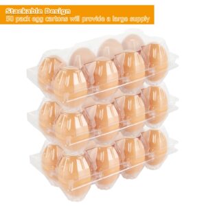 ZOFORTY Plastic Egg Cartons Bulk - 50 Pack Clear Egg Cartons Empty Chicken Egg Tray Reusable Egg Carton Holder for Family Pasture Chicken Farm Market Display (8 Grids)