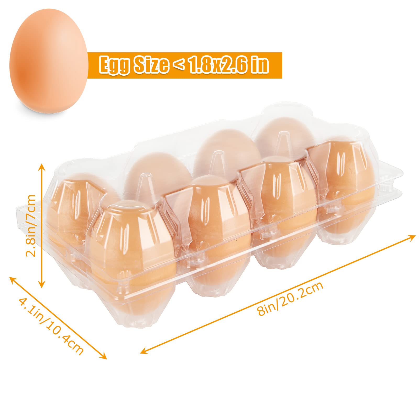 ZOFORTY Plastic Egg Cartons Bulk - 50 Pack Clear Egg Cartons Empty Chicken Egg Tray Reusable Egg Carton Holder for Family Pasture Chicken Farm Market Display (8 Grids)