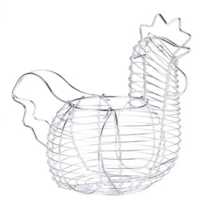 DOITO Metal Chicken Egg Basket, Silver, Egg