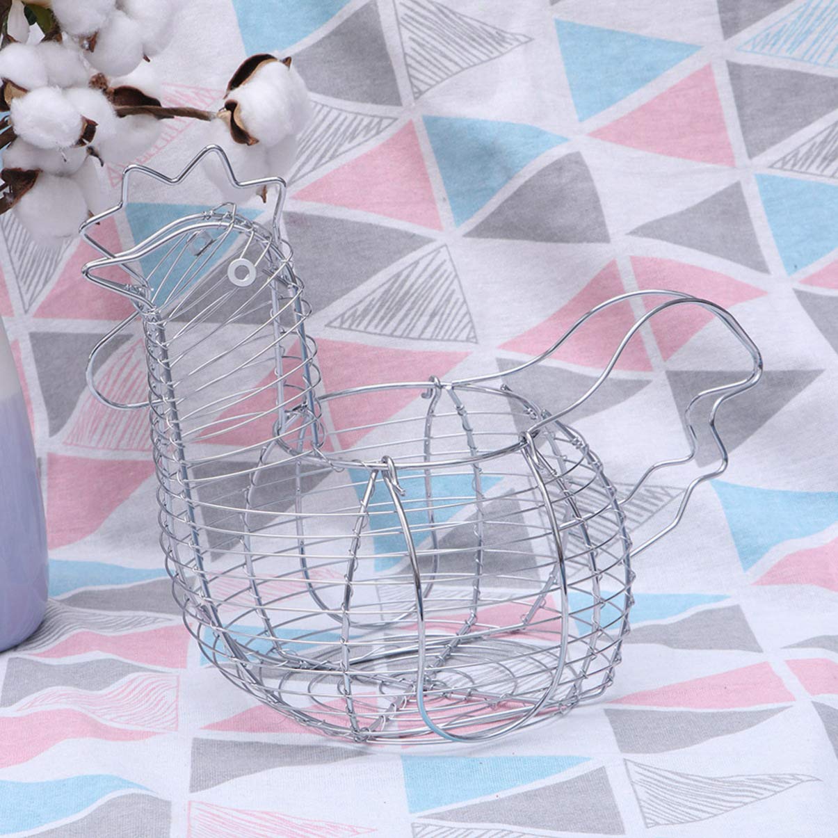 DOITO Metal Chicken Egg Basket, Silver, Egg