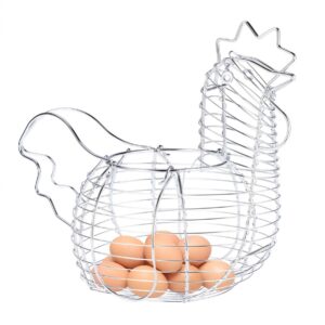 DOITO Metal Chicken Egg Basket, Silver, Egg