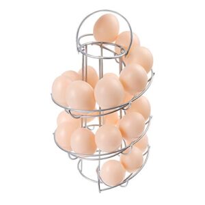 Egg Skelter Spiraling Dispenser Rack Large Capacity - Egg Storage Organizer Display Holder Basket for Countertop Kitchen,Silver