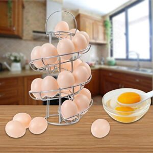 Egg Skelter Spiraling Dispenser Rack Large Capacity - Egg Storage Organizer Display Holder Basket for Countertop Kitchen,Silver