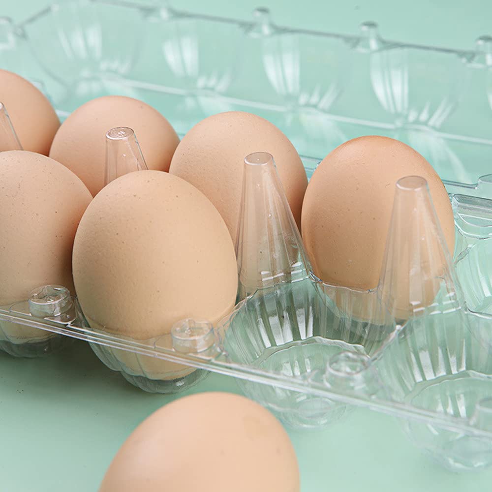 24Pack Clear Plastic Disposable Egg Tray Carton Holder for Family Pasture Chicken Farm Business Market- Holds up to 12 Eggs Securely