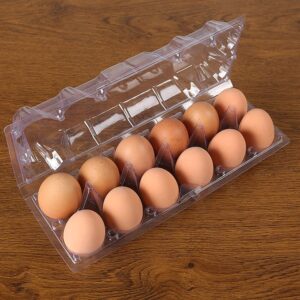 24Pack Clear Plastic Disposable Egg Tray Carton Holder for Family Pasture Chicken Farm Business Market- Holds up to 12 Eggs Securely