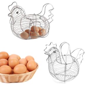 Roexboz Chicken-Shaped Egg Basket Metal Chicken Shaped Wire Egg Storage Basket Holder Rack - Store 24 Eggs for Home Kicthen