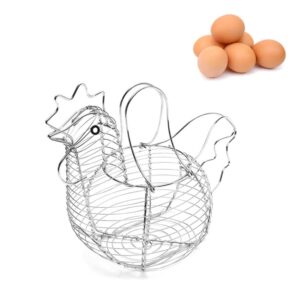 Roexboz Chicken-Shaped Egg Basket Metal Chicken Shaped Wire Egg Storage Basket Holder Rack - Store 24 Eggs for Home Kicthen