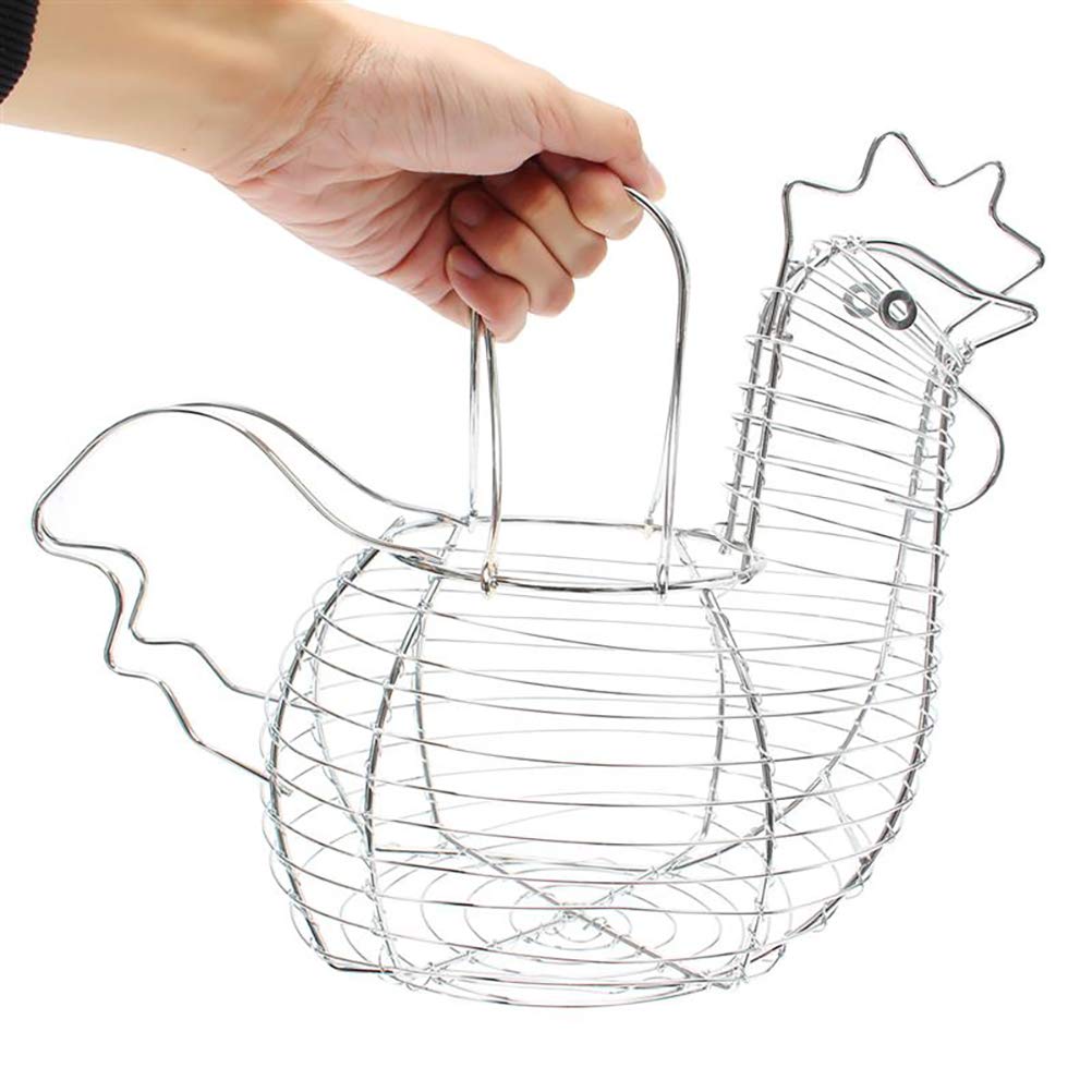 Roexboz Chicken-Shaped Egg Basket Metal Chicken Shaped Wire Egg Storage Basket Holder Rack - Store 24 Eggs for Home Kicthen