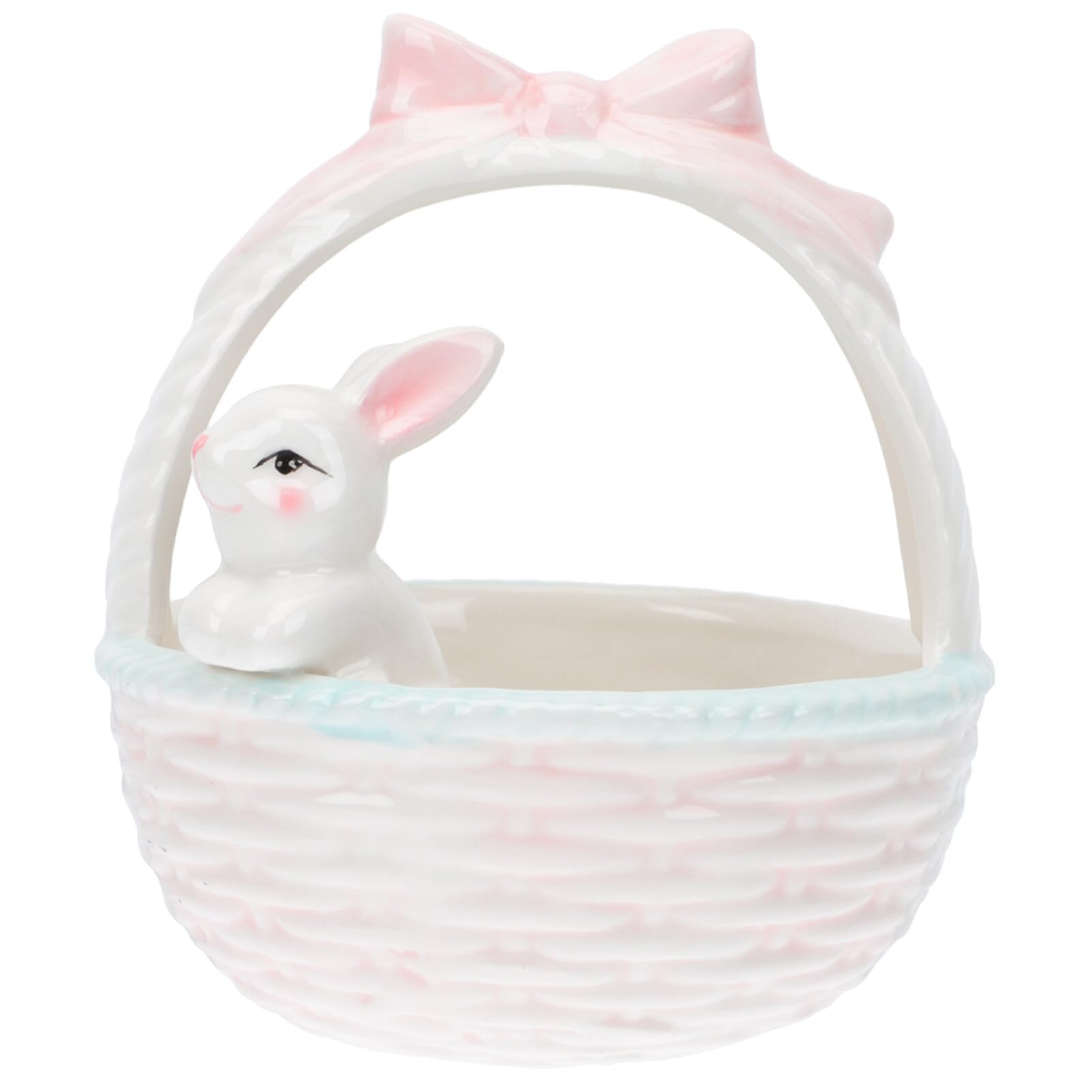 Cabilock Easter Egg Basket Ceramic Bunny Candy Bowl Fruit Basket Bunny Baskets Rabbit Bunny Figurines for Easter Egg Hunts Pink