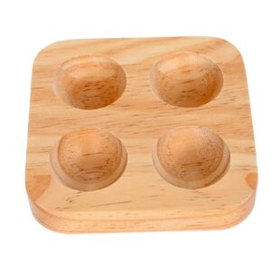 cabilock wood egg holder egg tray 4 holes egg plate egg display stand storage containers rack egg decorating kit for tabletop refrigerator