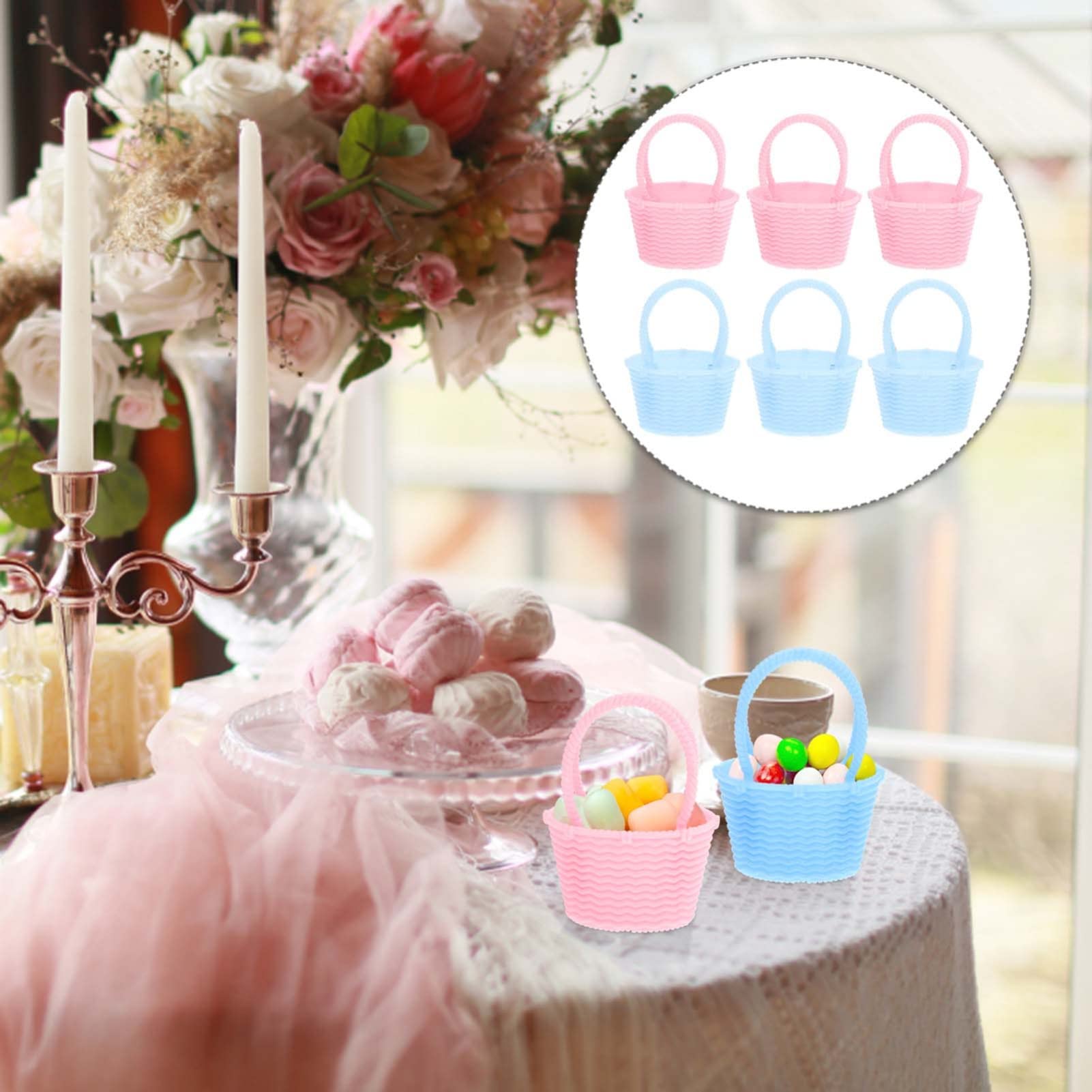 Gadpiparty 6pcs Favors Handles Empty Handheld Egg Container Party Easter Multi- functional for Plastic with Candy Small Fruit Storage Basket Eggs Baskets Snack Kids