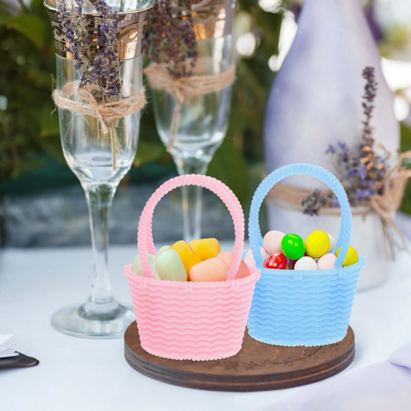 Gadpiparty 6pcs Favors Handles Empty Handheld Egg Container Party Easter Multi- functional for Plastic with Candy Small Fruit Storage Basket Eggs Baskets Snack Kids