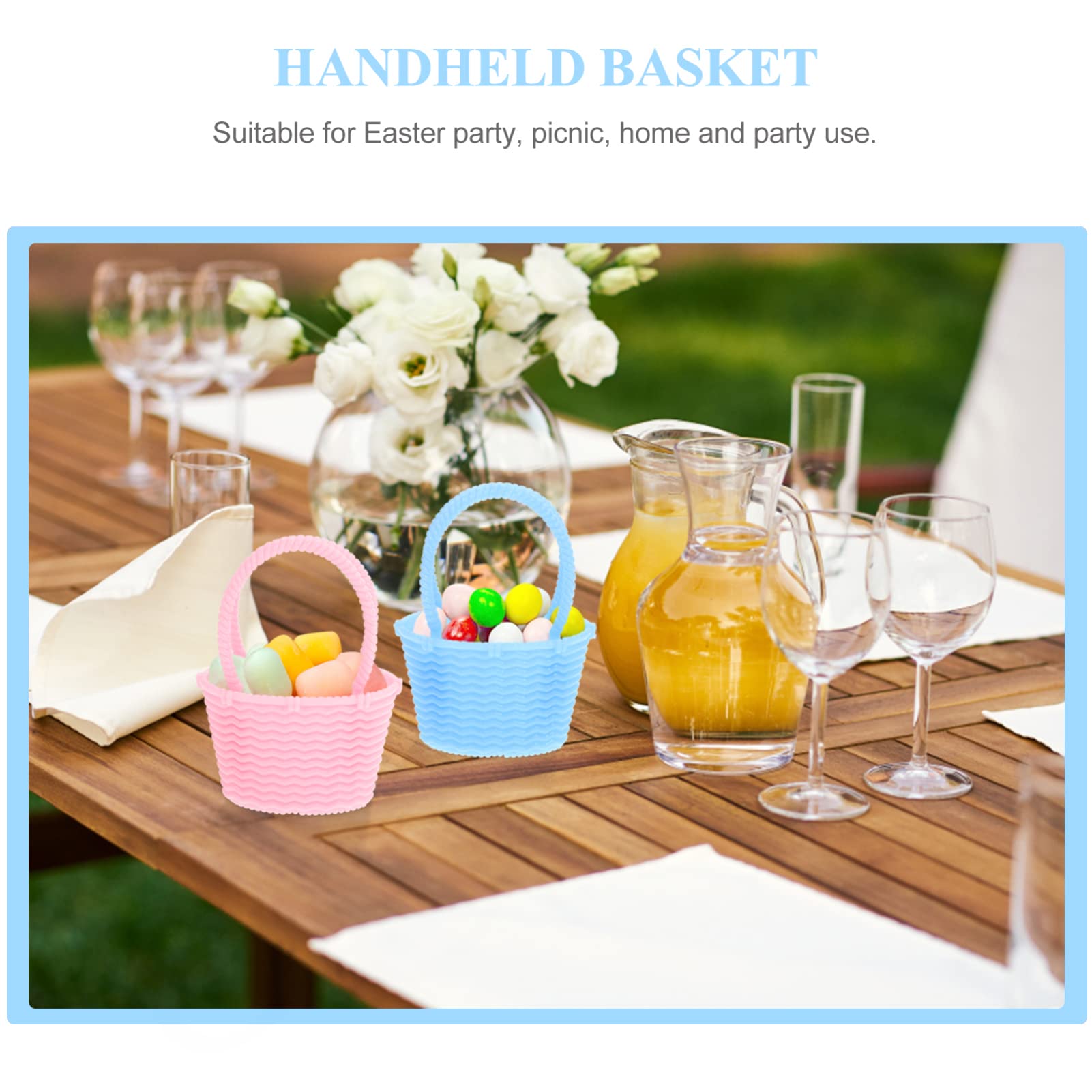 Gadpiparty 6pcs Favors Handles Empty Handheld Egg Container Party Easter Multi- functional for Plastic with Candy Small Fruit Storage Basket Eggs Baskets Snack Kids