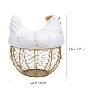 BESPORTBLE 1pc Portable Storage Basket Containers for Food Egg Gathering Restaurant Container Ceramic Egg Storage Basket Retro Decor Old Bread Iron Basket White Office Cover Ceramic