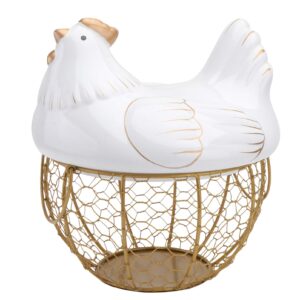 BESPORTBLE 1pc Portable Storage Basket Containers for Food Egg Gathering Restaurant Container Ceramic Egg Storage Basket Retro Decor Old Bread Iron Basket White Office Cover Ceramic