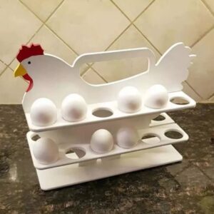 Wooden Egg Basket Holder Chicken Hen Shaped Egg Storage Basket Rack Display 24 Eggs (Rack only)