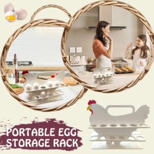 Wooden Egg Basket Holder Chicken Hen Shaped Egg Storage Basket Rack Display 24 Eggs (Rack only)