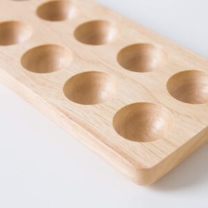 Wooden Egg Tray, Rubber Wooden Egg Holder, 12 Egg Holes for Display or Storage in ​Kitchen Refrigerator