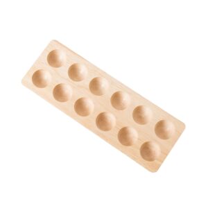 Wooden Egg Tray, Rubber Wooden Egg Holder, 12 Egg Holes for Display or Storage in ​Kitchen Refrigerator