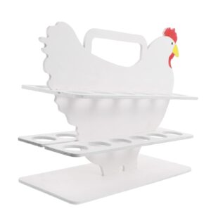 doitool fridge egg holder wooden egg holder chicken shape egg dispenser rack egg display stand egg holder carrier with handle for home kitchen accessory tray