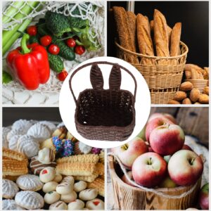 Easter Rattan Basket with Handle Easter Bunny Ear Tote Bag for Eggs Portable Basket Candy Bag for Easter Days Holiday Mini Picnic Wine Woven Gift Basket Coffee