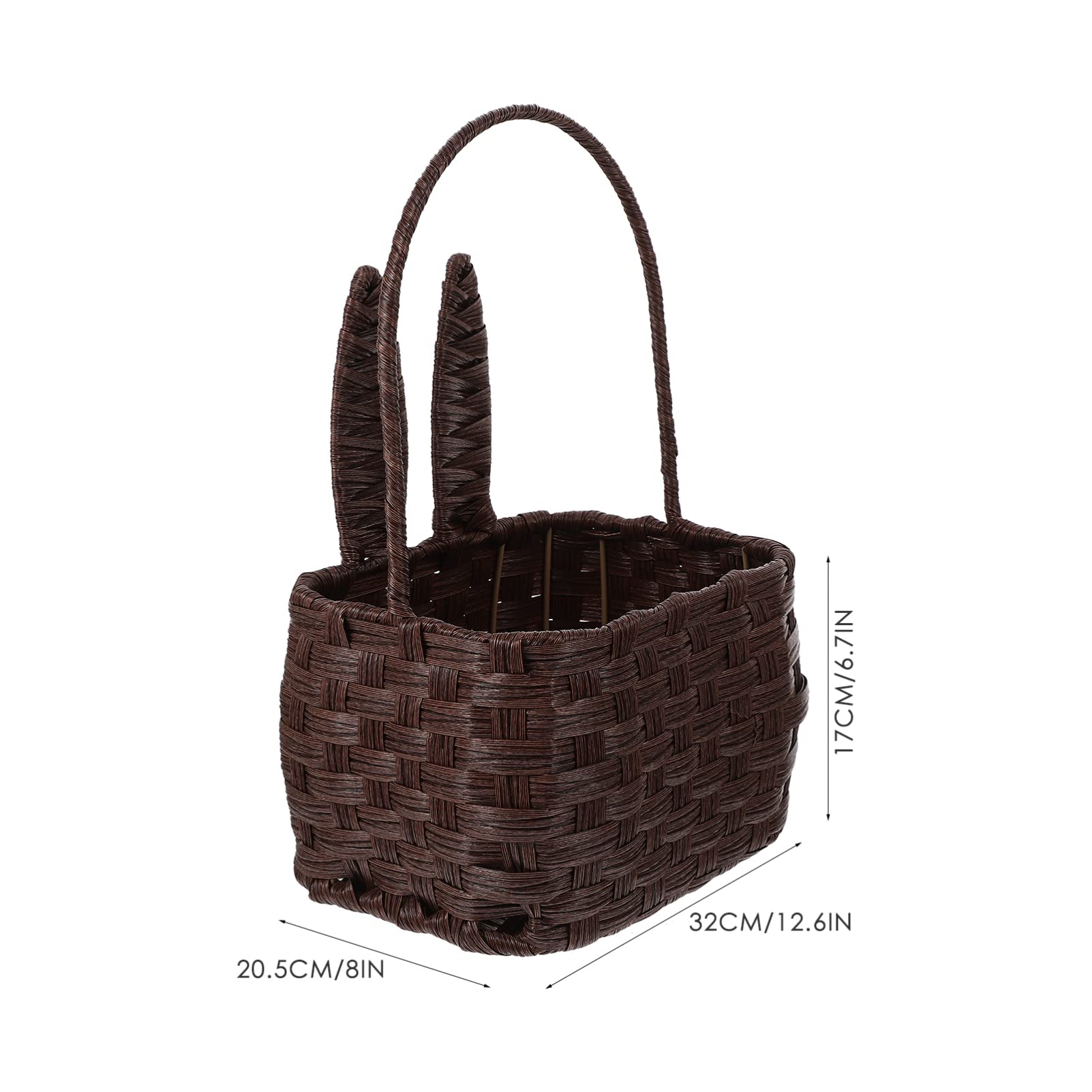 Easter Rattan Basket with Handle Easter Bunny Ear Tote Bag for Eggs Portable Basket Candy Bag for Easter Days Holiday Mini Picnic Wine Woven Gift Basket Coffee