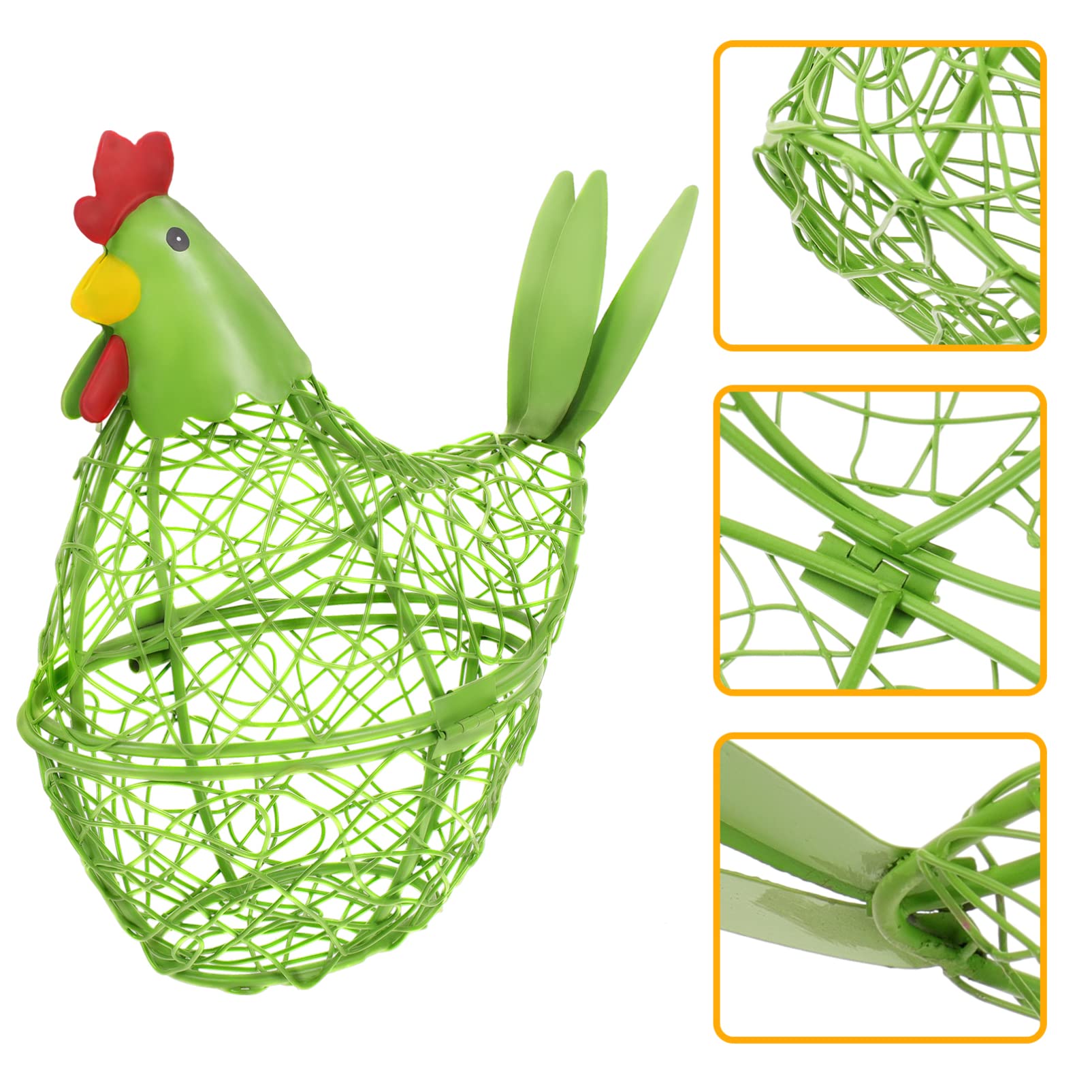 Egg Gathering Basket Egg Basket Metal Wire Egg Baskets Easter Hen Shape Chicken Egg Basket Farmhouse Kitchen Organizer for Eggs Fruit Kitchen Living Room Home Decor