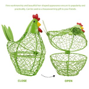 Egg Gathering Basket Egg Basket Metal Wire Egg Baskets Easter Hen Shape Chicken Egg Basket Farmhouse Kitchen Organizer for Eggs Fruit Kitchen Living Room Home Decor