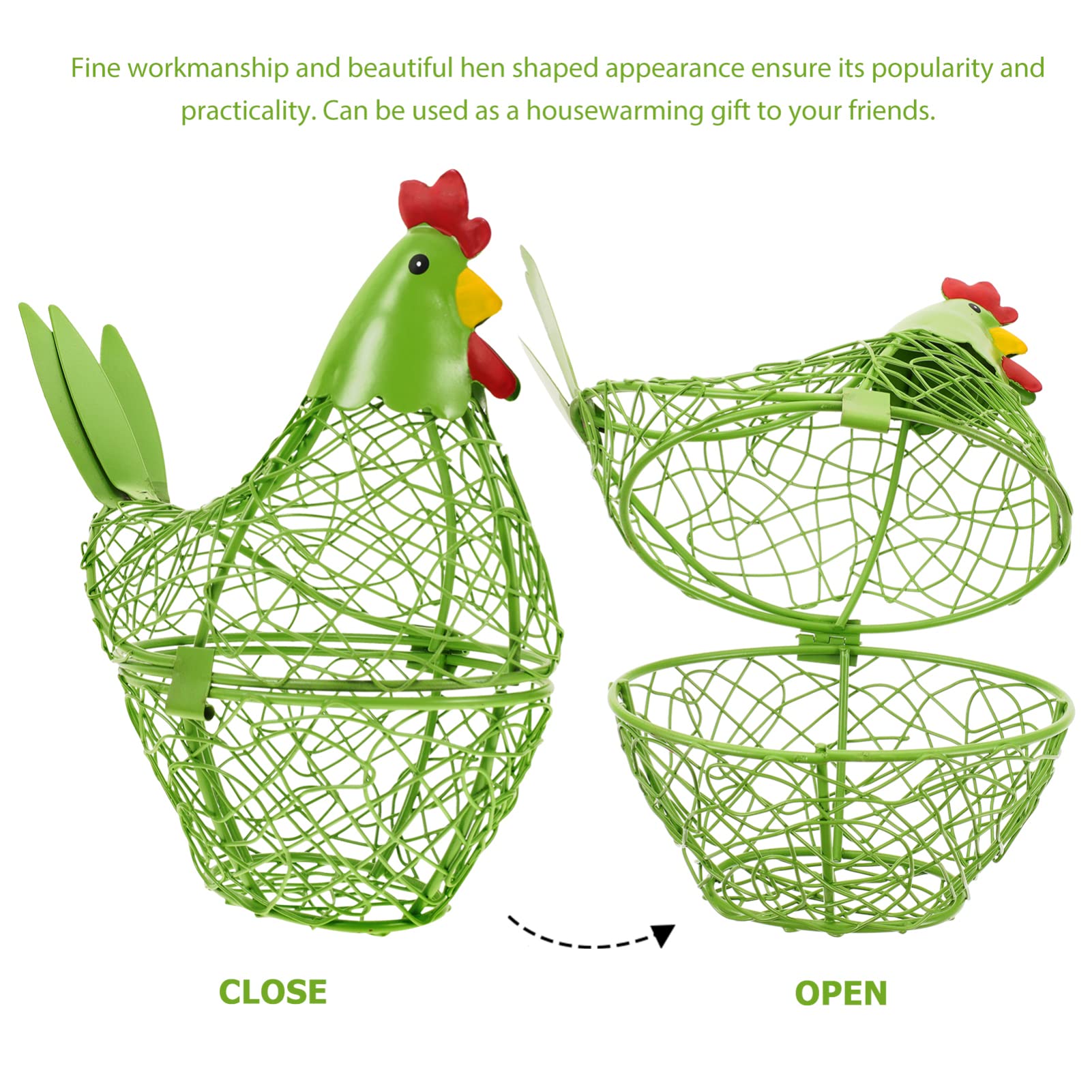 Egg Gathering Basket Egg Basket Metal Wire Egg Baskets Easter Hen Shape Chicken Egg Basket Farmhouse Kitchen Organizer for Eggs Fruit Kitchen Living Room Home Decor